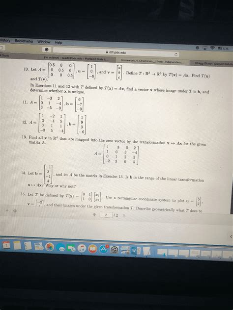 oneclass find all x in r4 that are mapped into the zero vector by the transformation xax for