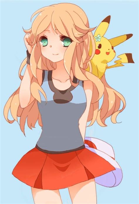 Leaf And Pikachu Pokemon Manga Pokemon Waifu Pokemon Characters