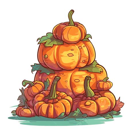 Stacked Pumpkin Vector Sticker Clipart Large Shaped Pile Of Pumpkins