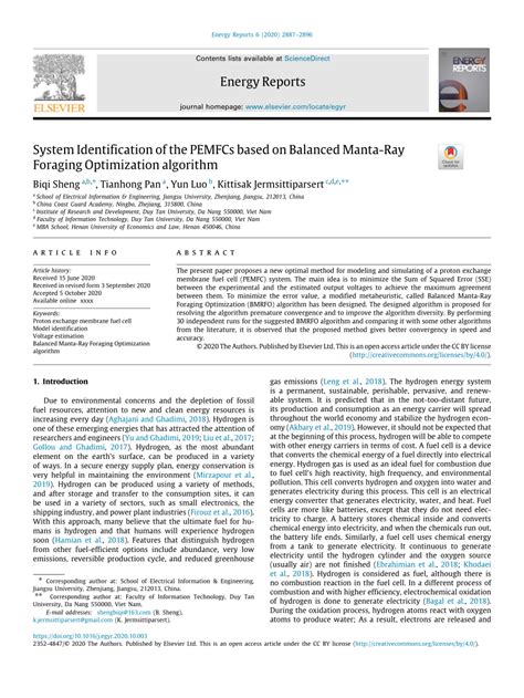 pdf system identification of the pemfcs based on balanced manta ray foraging optimization