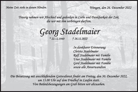 Traueranzeigen von Georg Stadelmaier Südwest Presse Trauer