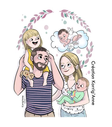 Portrait de famille illustré dessin Portraits de famille Dessin