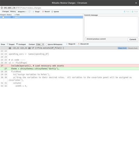 Feature Request Dark Theme For Pop Out Git Window RStudio IDE