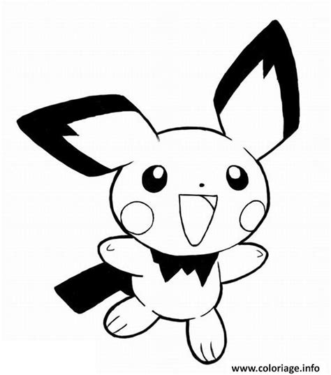 Coloriage Pikachu Pichu Heureux JeColorie