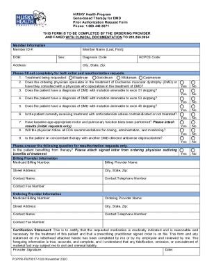 Fillable Online HUSKY Health ProgramProvidersGene Based Therapy For DMD