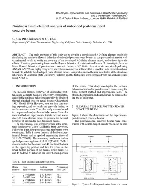 2 13 nonlinear finite element analysis of unbonded post tensioned concrete beams download free