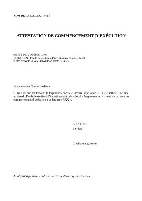 PDF ATTESTATION DE COMMENCEMENT DEXÉCUTION commencement d