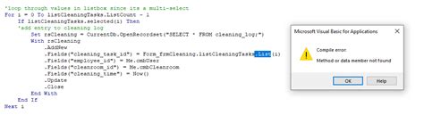 Vba Listbox List I Error Method Or Data Member Not Found Stack