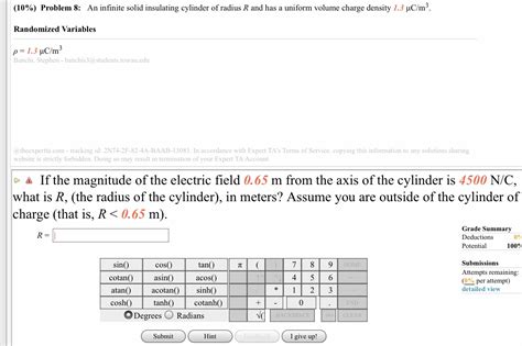 10 Problem 8 An Infinite Solid Insulating Cylinder Of Radius R And Has