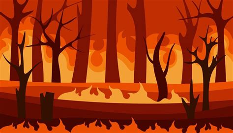 Fire In The Forest Burning Wildfire 2254850 Vector Art At Vecteezy