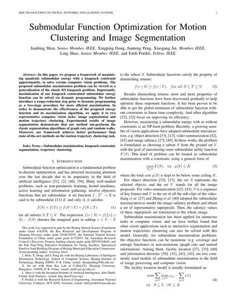 pdf submodular function optimization for motion clustering and image segmentation