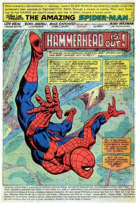 Spiderman Splash Page By Ross Andru Mike Esposito Spiderman Comic