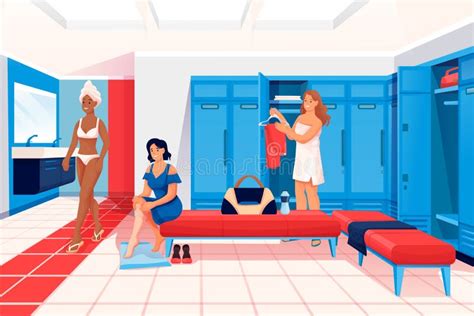Vestiaire Du S De Femmes Dans Le Gymnase Fille S Habillant Dans Le