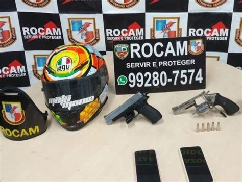 Policiais militares da Rocam detêm homem arma de fogo e simulacro SSP
