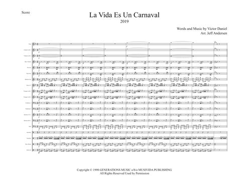 La Vida Es Un Carnaval Arr Jeff Andersen By Victor Daniel Sheet