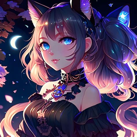 Ilustración de chica gato anime Foto Premium