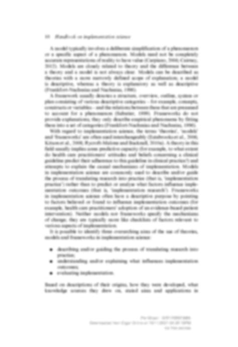 solution 9781788975988 handbook on implementation science overview of theories models and