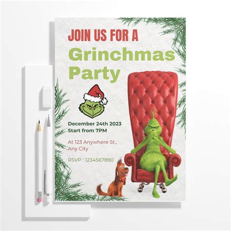 Editable Grinchmas Party Invitation Printable Grinchmas Etsy