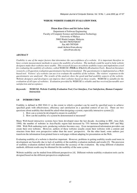 pdf webuse website usability evaluation tool