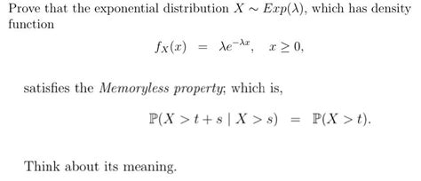 solved prove that the exponential distribution x∼exp λ