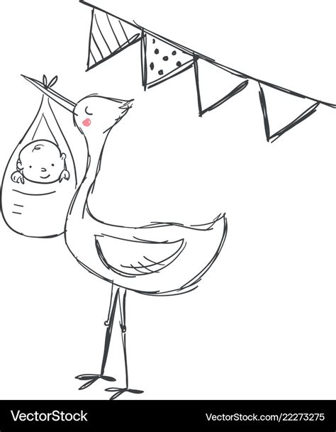 Baby Shower Stork Clip Art Black And White