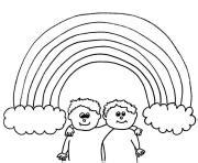 Coloriage Arc En Ciel Avec Une Licorne Sur Un Nuage JeColorie