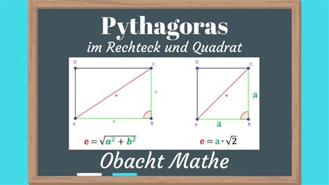 Pythagoras Im Rechteck Und Quadrat Ganz Einfach Schnell Erkl Rt