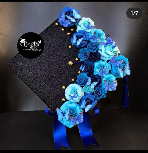 Birrete Con Flores Azules Dise Os De Birrete De Graduaci N Gorras De