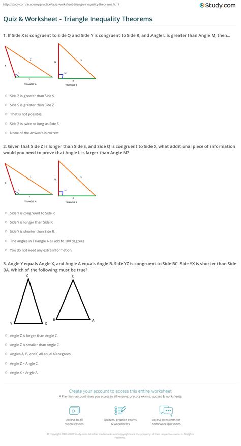 triangle inequality theorem worksheets
