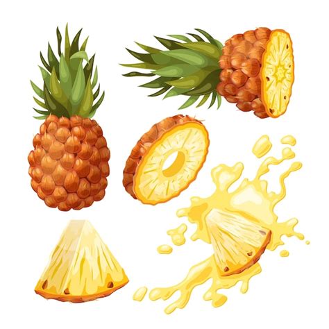 Premium Vector Pineapple Fruit Set Cartoon Vector Illustration