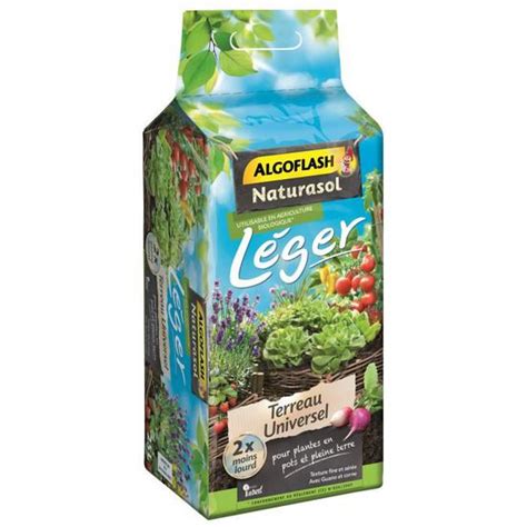 ALGOFLASH NATURASOL Terreau léger Universel UAB 25 L Cdiscount Jardin