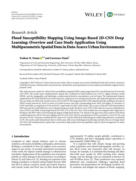 pdf flood susceptibility mapping using image based 2d cnn deep learning overview and case