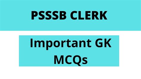 PSSSB Clerk GK PSSSBCLERK YouTube