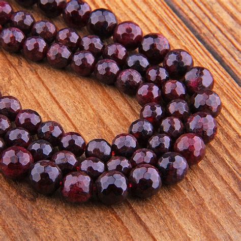 Natural Faceted Garnet Beads Gemstone Beads Round Garnet Etsy