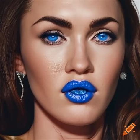 Portrait Of Megan Fox Or Miley Cyrus With Blue Catlike Eyes
