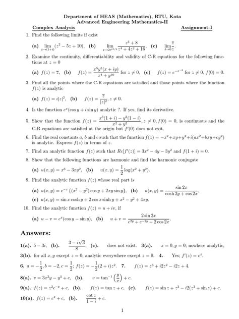 complex variables sheets pdf trigonometric functions complex analysis