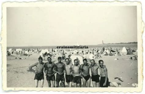 ORIG FOTO HALB Nackte FAD Soldaten Am Falckensteiner Strand KIEL 1934