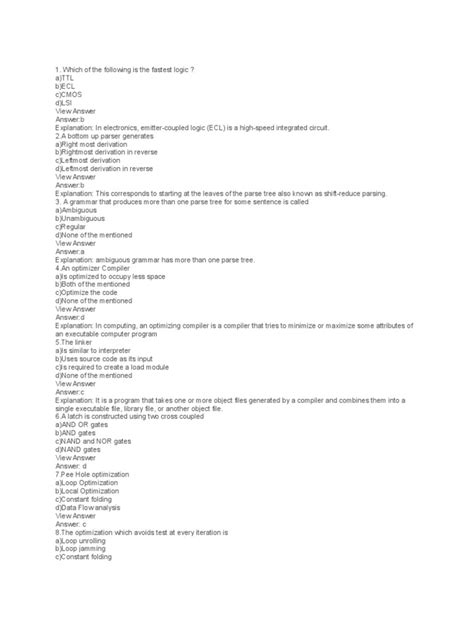 compiler mcqs pdf parsing compiler