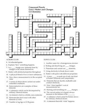 Matter And Change Crossword Puzzle Fill And Sign Printable Template