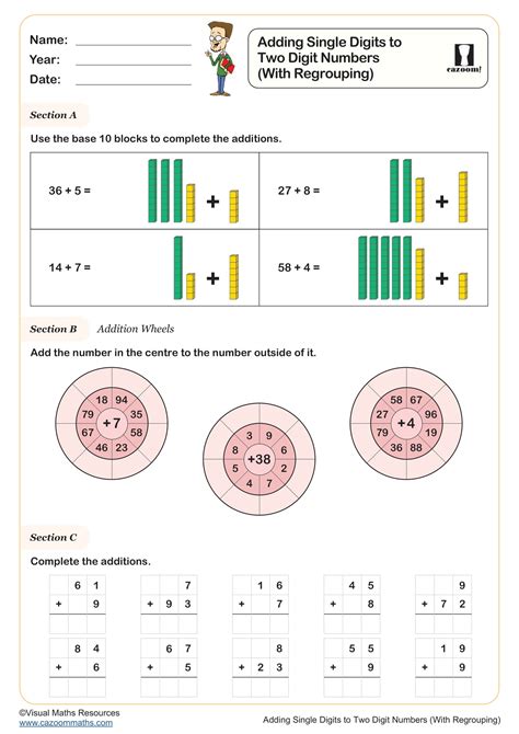 Adding Single Digits To Two Digit Numbers With Regrouping Year