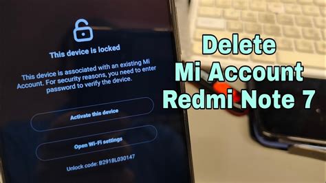 Xiaomi Redmi Note 7 Lavender M1901F7G Remove Mi Account Bypass FRP