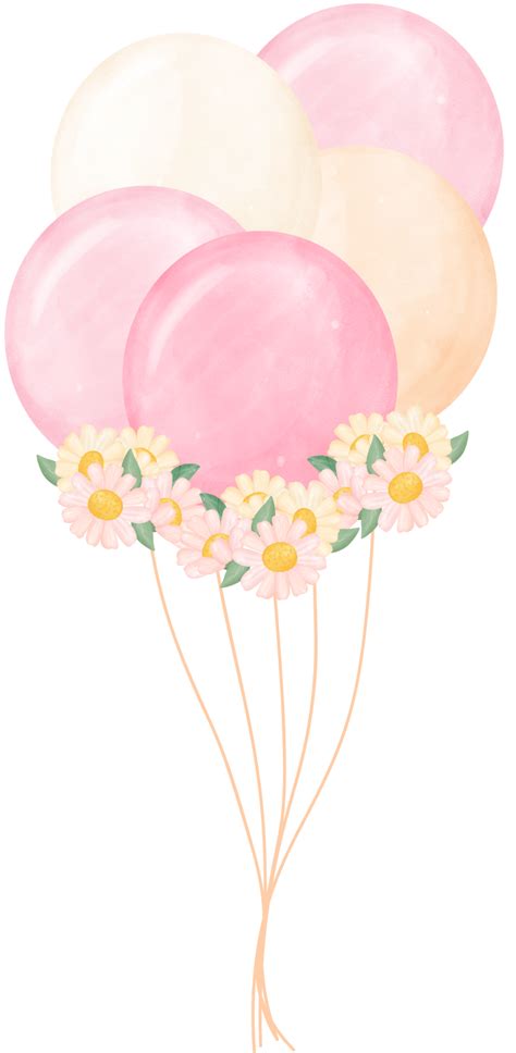 Cute Soft Pink Pastel Balloons Watercolour Illustration 16017537 PNG