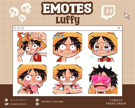 LUFFY EMOTES Cute Kawaii Luffy Emote Set For Streaming Messaging