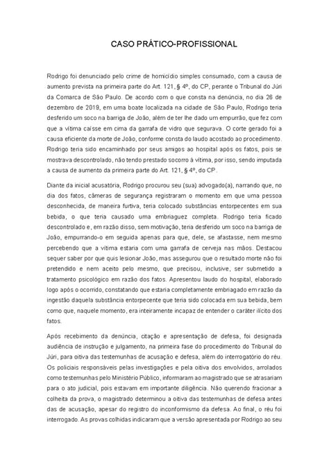 RESE CASO PRÁTICO PROFISSIONAL Rodrigo foi denunciado pelo crime de