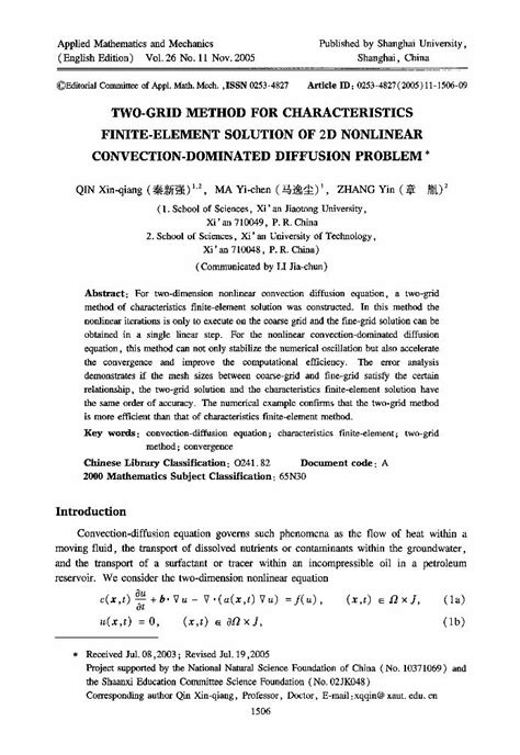 pdf two grid method for characteristics finite element solution of 2d nonlinear convection