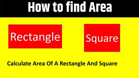 how to calculate area of a rectangle and square youtube
