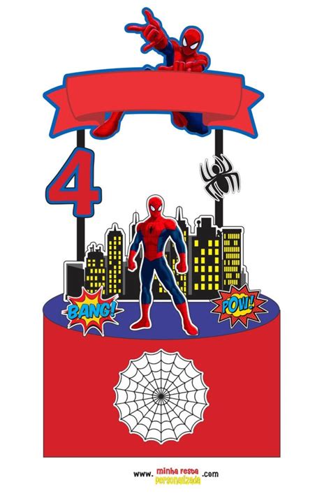 Topo De Bolo Homem Aranha Kit Personalizado Pronto Para Imprimir