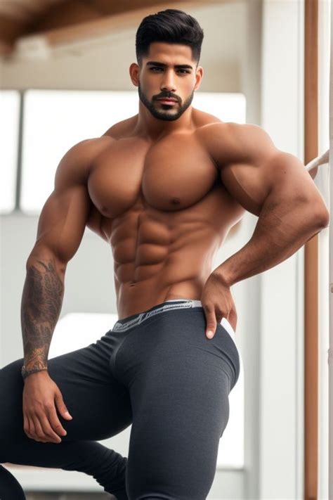 Silly Mouse Muscular Hispanic Male Sitting Legs Open With Huge