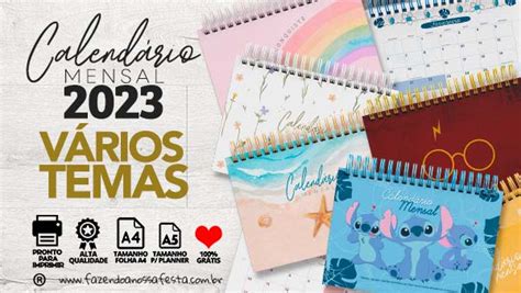 calendário mensal para imprimir Fazendo a Nossa Festa