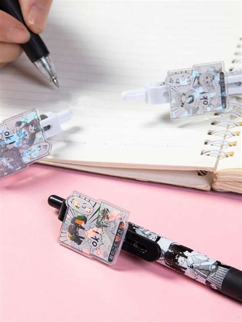 3 pièces Stylo à bille figure dessin animé aléatoire Mode en ligne